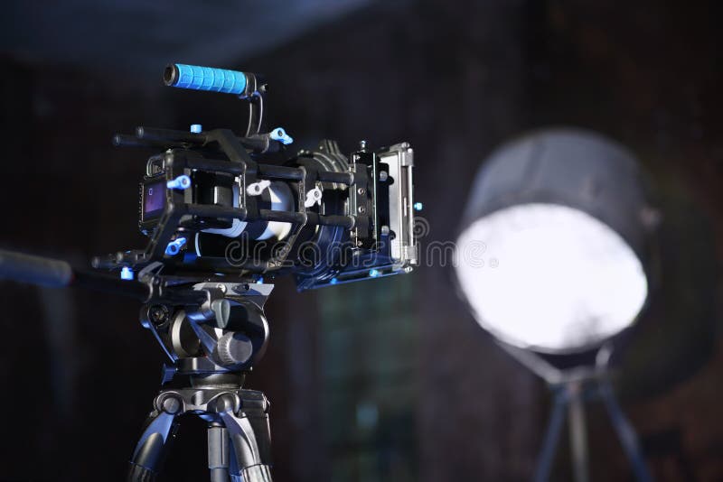 Camera with Special Header for Shooting Video on Stock Image - Image of ...