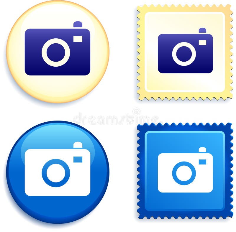 Digital Camera Icon on Round Internet Button Stock Illustration ...