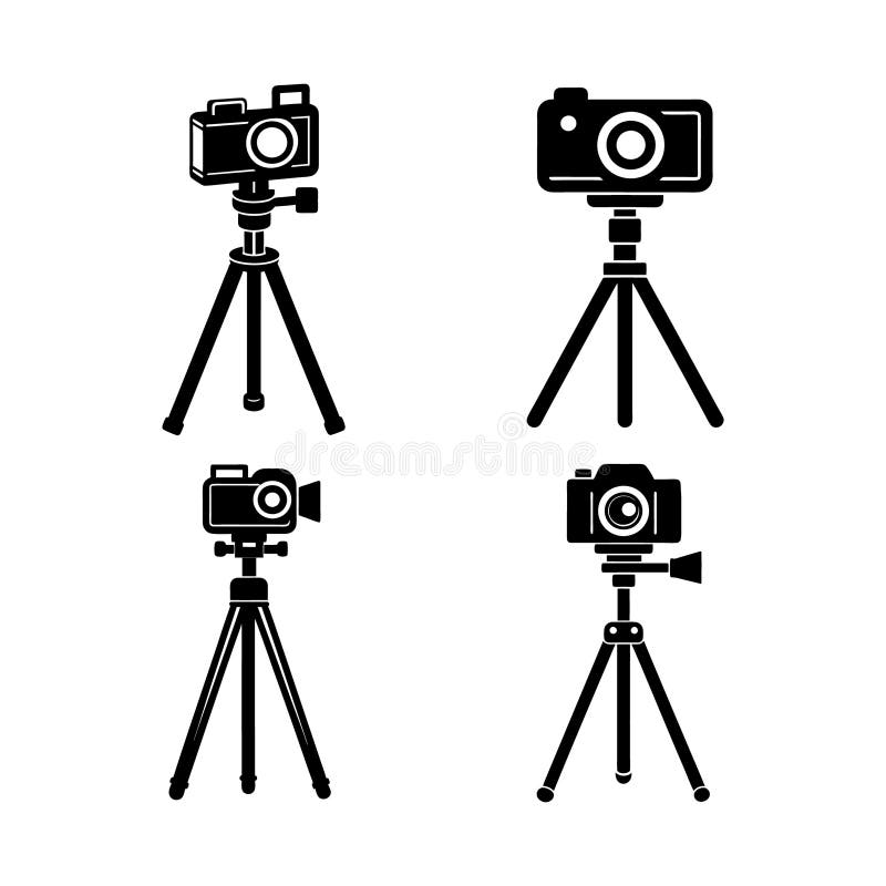 Camera with Stand Silhouette Vector Illustration Stock Vector ...