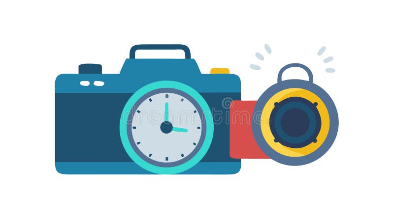 Camera and Stopwatch for Timed Photography, Vector Design Generative AI ...