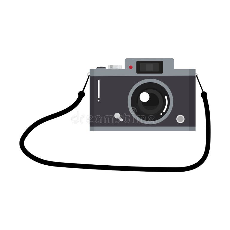 Camera with on Strap Vector Stock Vector - Illustration of heavy, black ...