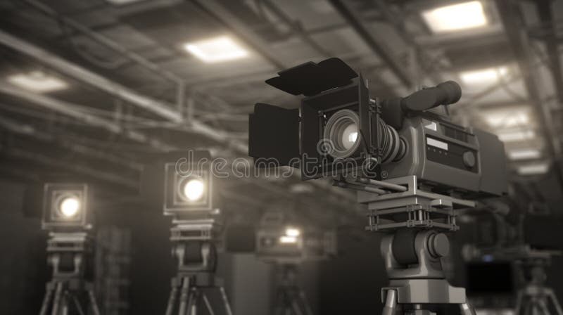 Camera in studio stock illustration. Illustration of technology - 57743300
