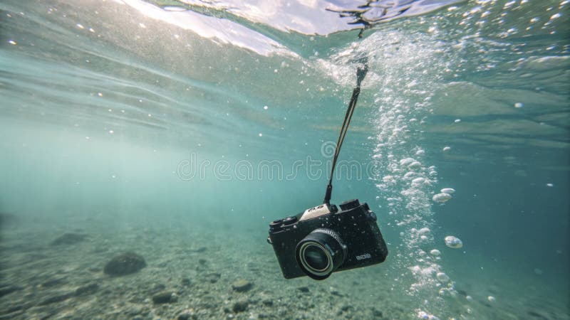 Camera Submerged Underwater, Capturing the Clear Aquatic Environment ...