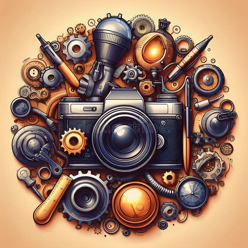 Vintage Technological Objects Stock Illustrations – 72 Vintage ...
