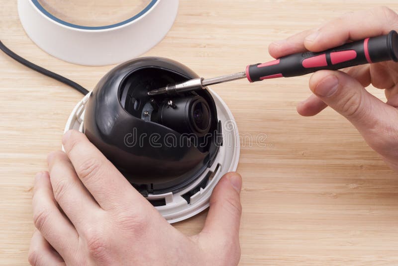 Camera surveillance repair stock photo. Image of working - 86257352