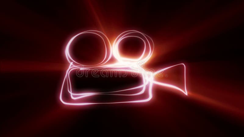 Camera Symbol Drawing Line Neon Stock Footage - Video of business ...
