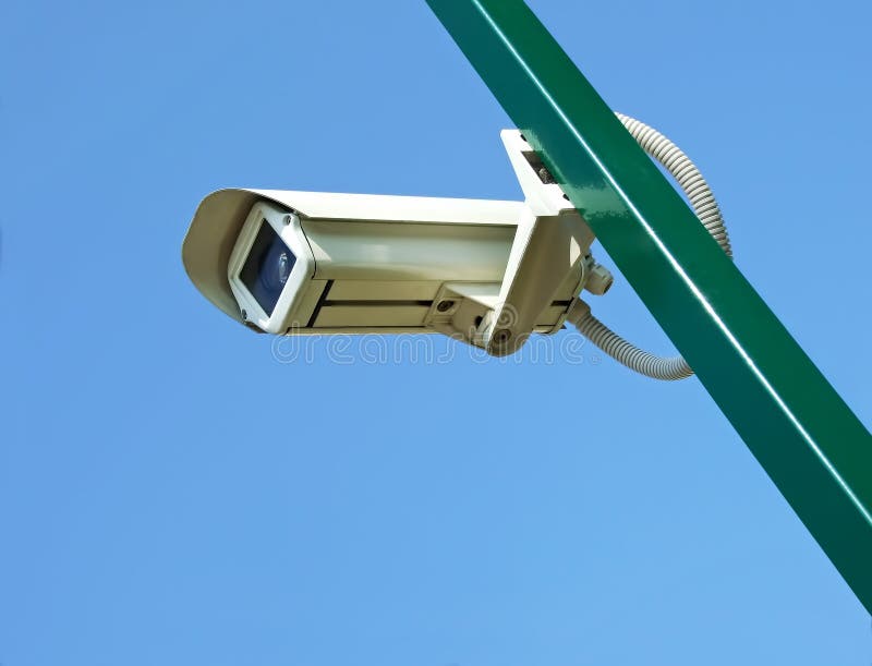 Camera of System of Video Surveillance Stock Photo - Image of safety ...