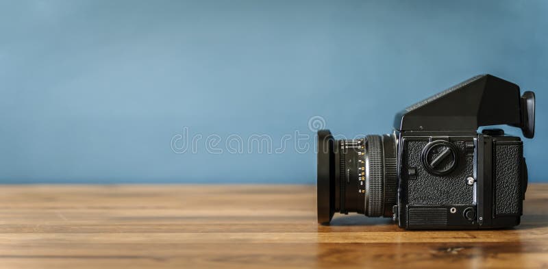 Camera is on the Table. Medium Format Analog Film Camera on a Blank ...