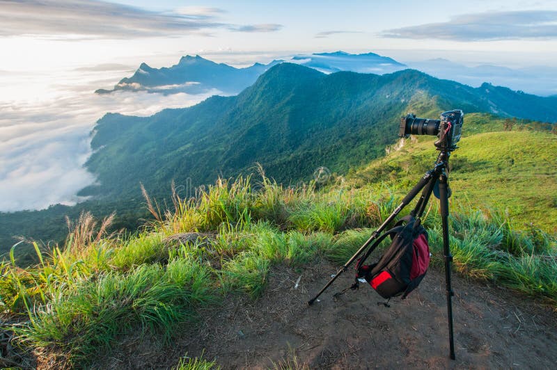 Camera Take a Photo of Sunrise View Landscape Stock Image - Image of ...