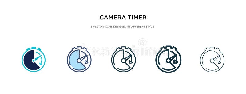 Camera Timer Icon in Different Style Vector Illustration. Two Colored ...