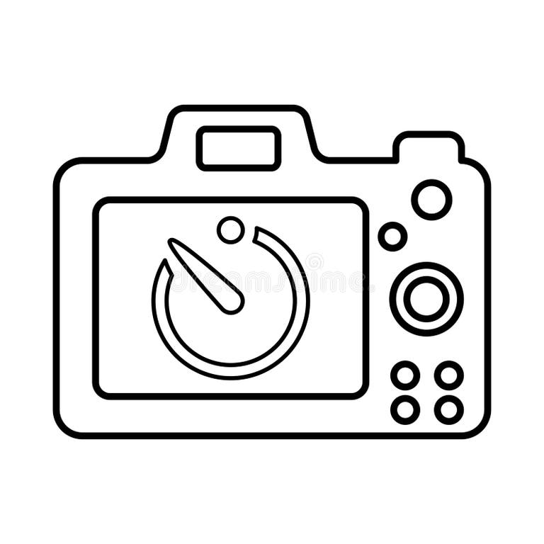 Camera Timer Icon in Outline Style Stock Vector - Illustration of ...