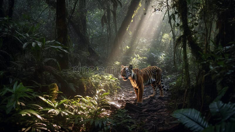 A Camera Trap Captures a Sunda Island Tiger Walking on the Forest ...