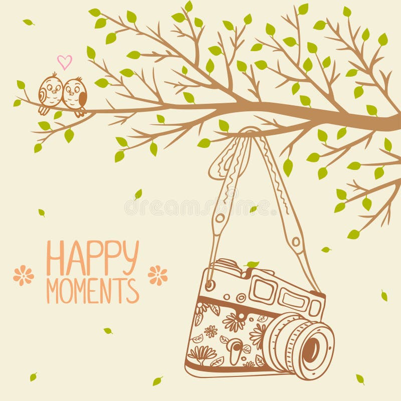 Camera and tree stock illustration. Illustration of cute - 39106540