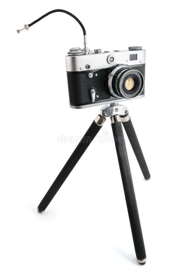 Camera on a tripod stock photo. Image of format, retro - 4631356