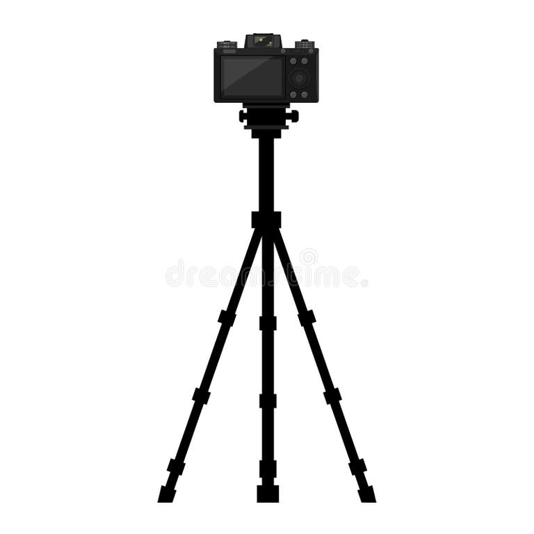 Camera on Tripod with Back Side Screen View. Vector Illustration. Stock ...
