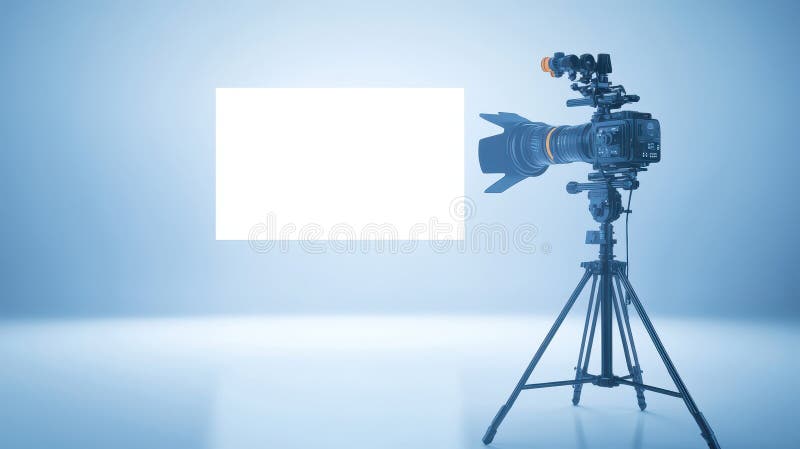 Camera on Tripod with Blank Screen, Ready To Capture and Record Moments ...