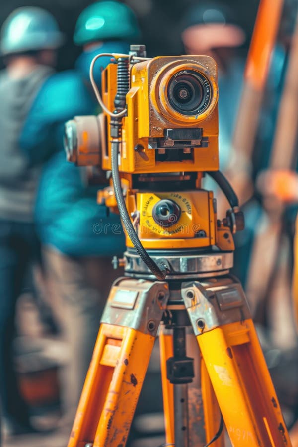 Camera on Tripod Capturing Construction Site Activity. Suitable for ...