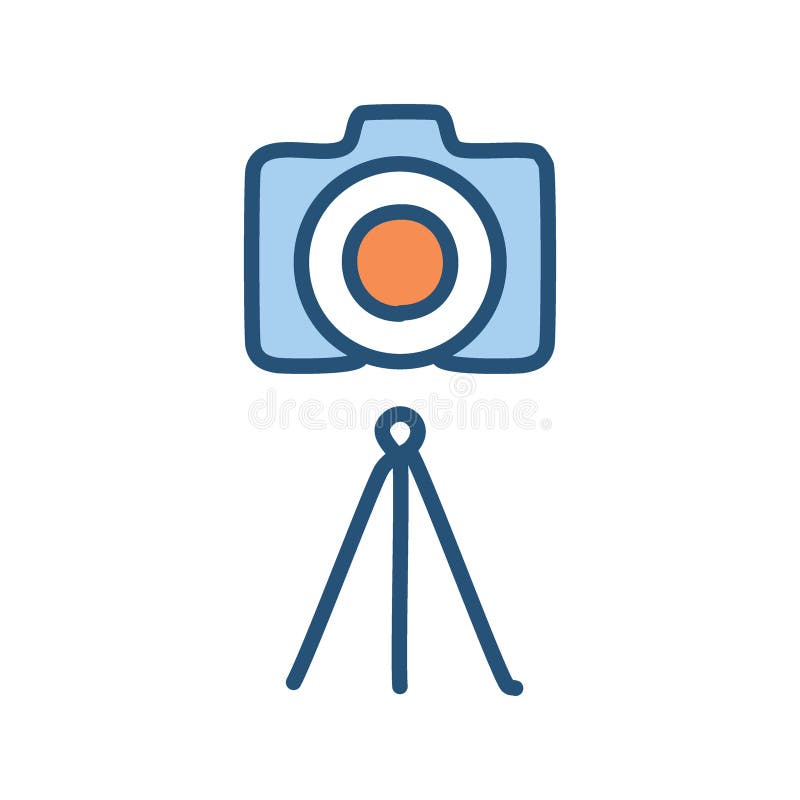 Camera Tripod Icon. Blue Camera Icon on a Tripod, Symbolizing ...