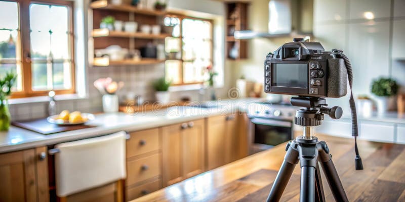 Camera on a Tripod in a Kitchen with a Blurred Background - DSLR ...