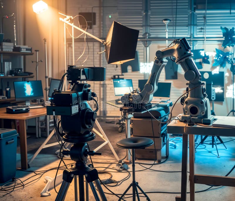 Film Studio Set Multiple Monitors Lighting Equipment Stock Photos ...