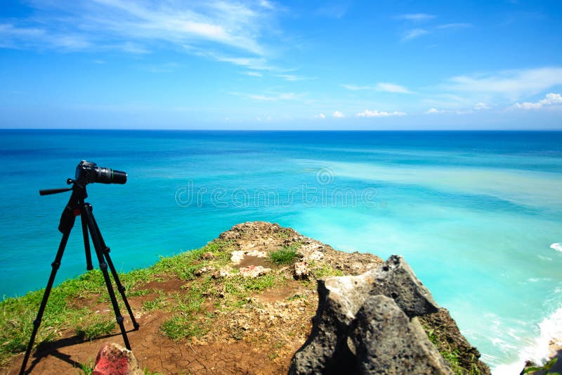 Camera on a Tripod To Shoot Amazing View from the High Stock Image ...