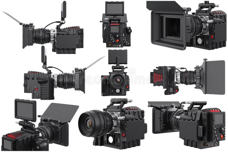 Camera Video Optical Device Set Stock Illustration - Illustration of ...