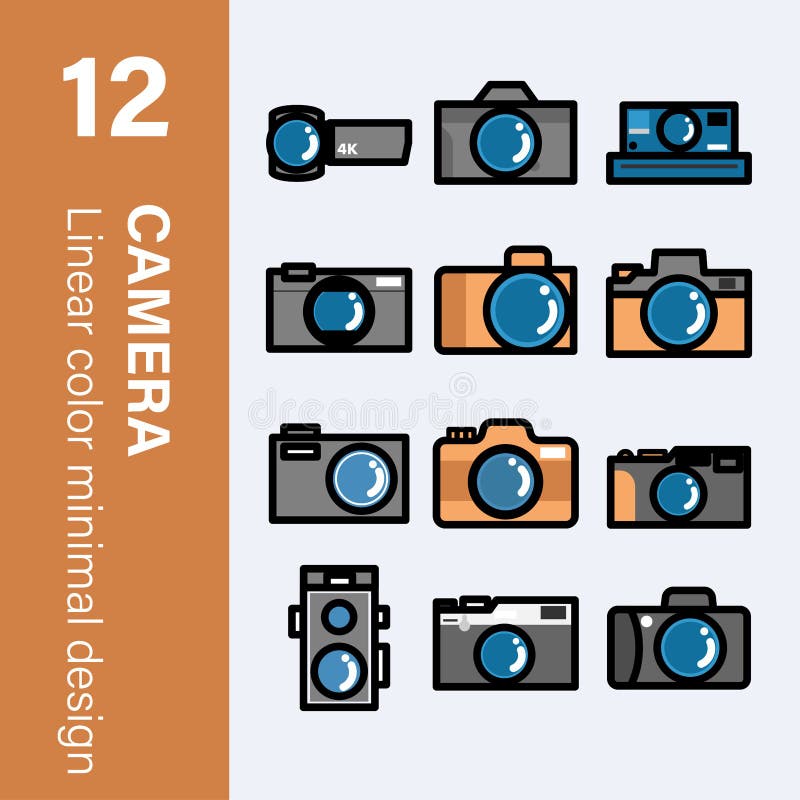 Camera or Video Recorder Icon in Minimal Style Stock Illustration ...