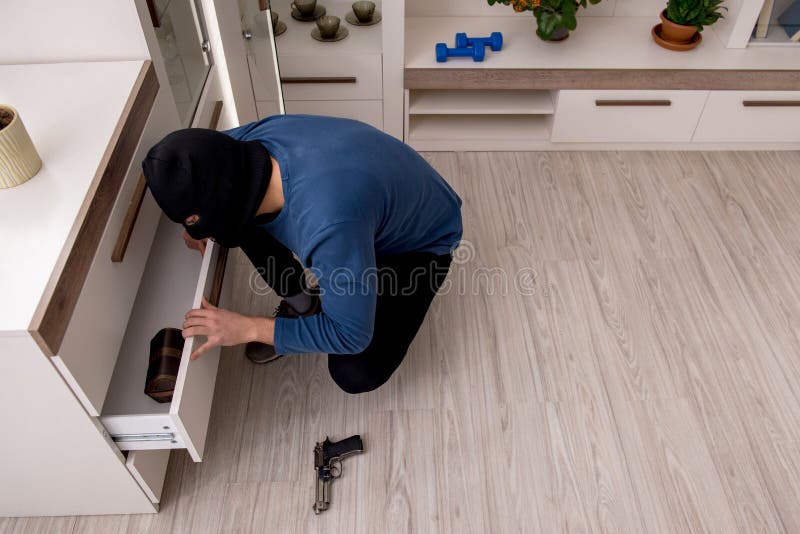 Camera View of Male Robber Stealing Things Stock Image - Image of ...