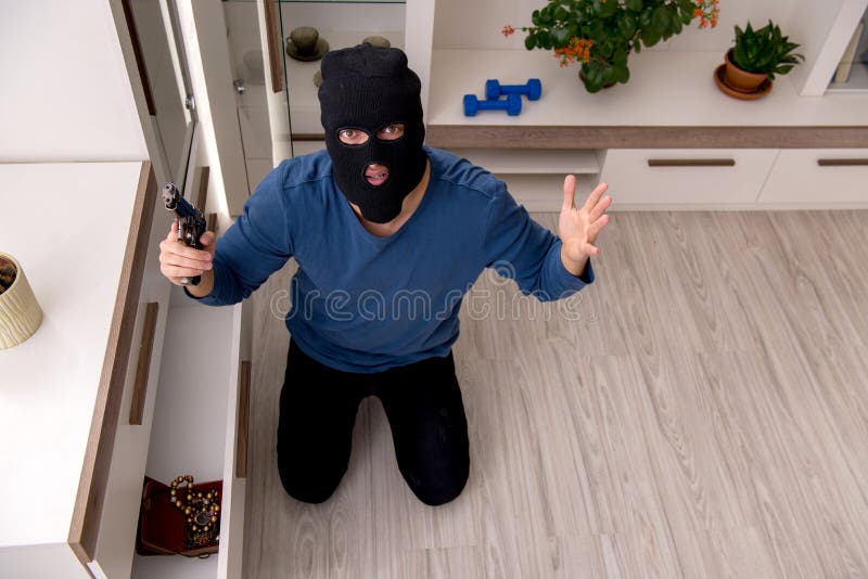 Camera View of Male Robber Stealing Things Stock Photo - Image of ...