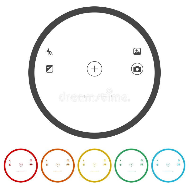 Camera Viewfinder Frame. Set Icons in Color Circle Buttons Stock Vector - Illustration of ...