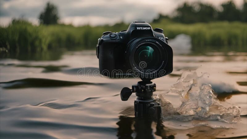 Camera in Water stock video. Video of reflection, digital - 347223539