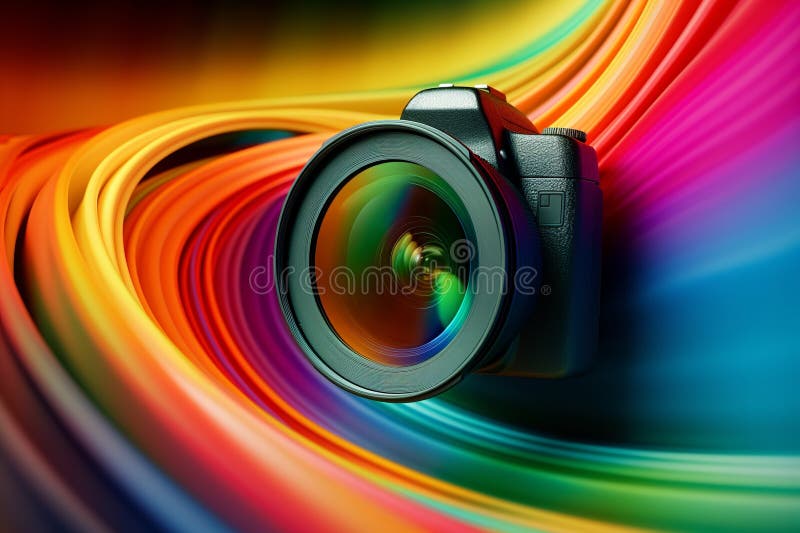 Camera and Watercolor Splash from Generative Ai Stock Illustration ...