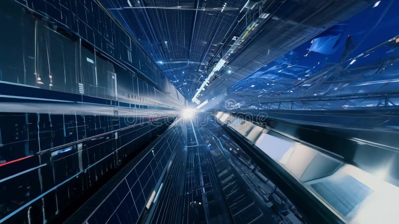 The Camera Weaves through the Intricate Structure of a Space Station at ...