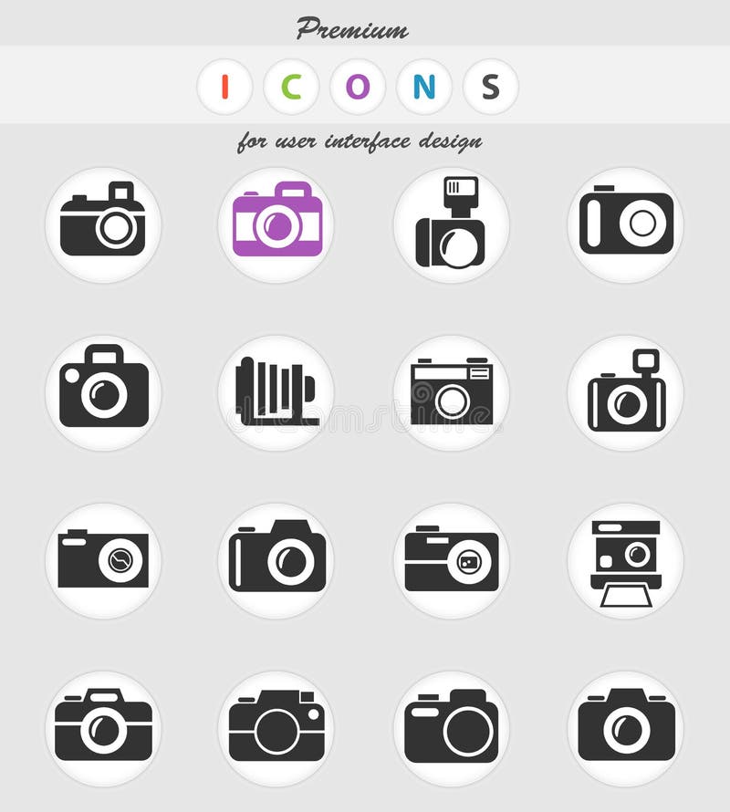 Camera icon set stock vector. Illustration of symbol - 122730459