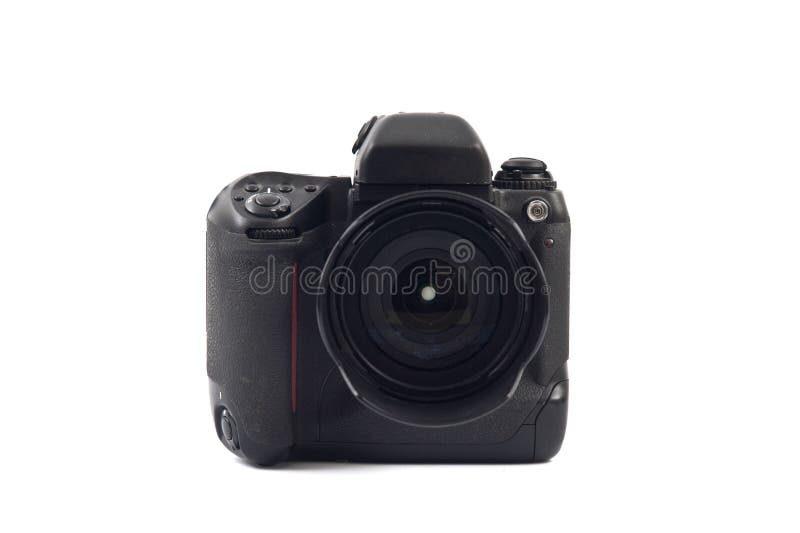 Camera on a White Background Stock Image - Image of elegance, black ...
