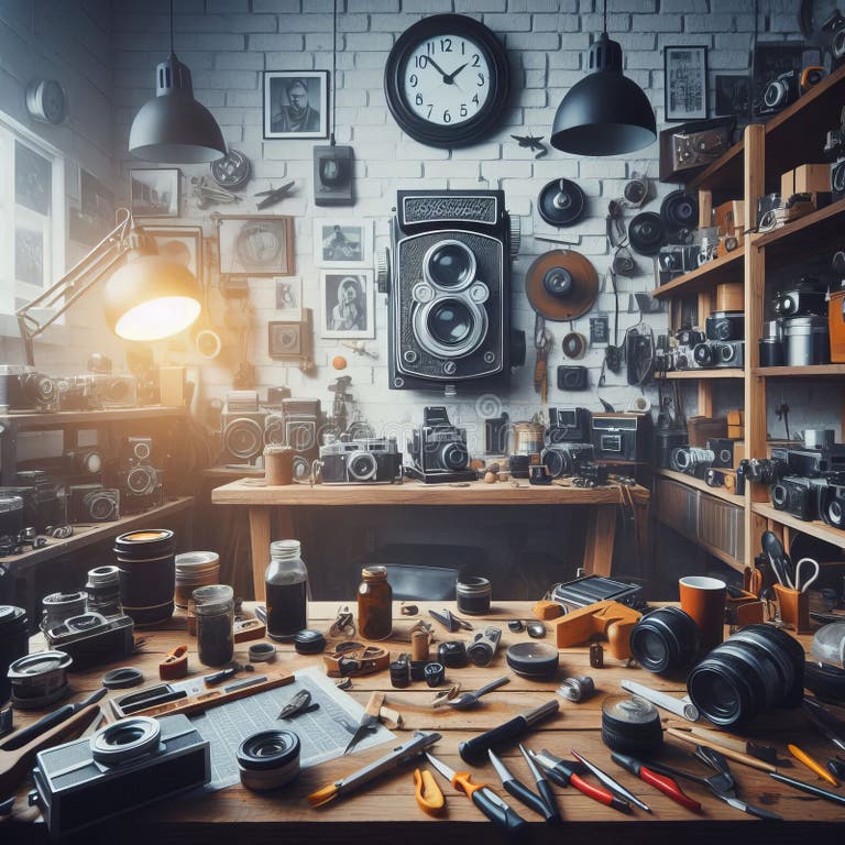 The Camera Workshop a Room Filled with Camera Equipment Tools an Stock ...