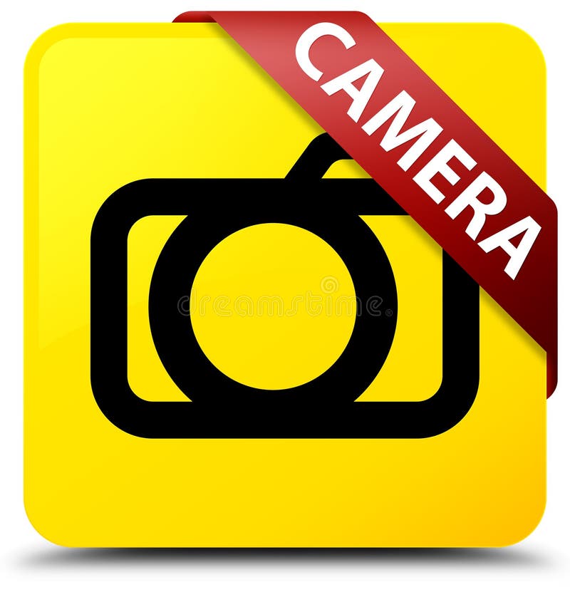 Camera Yellow Square Button Red Ribbon in Corner Stock Illustration ...
