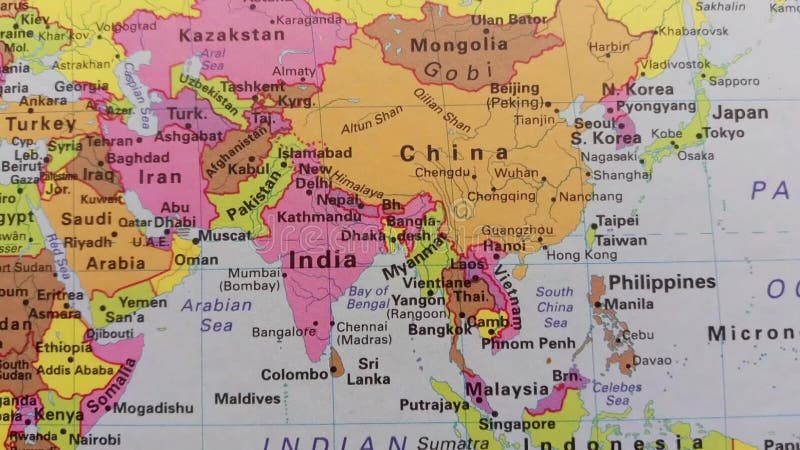 Camera Zoom in on India and China Map View Stock Video - Video of india ...