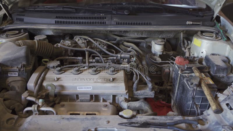 Camera Zooms in on a Car Engine Stock Footage - Video of hose, sleek ...