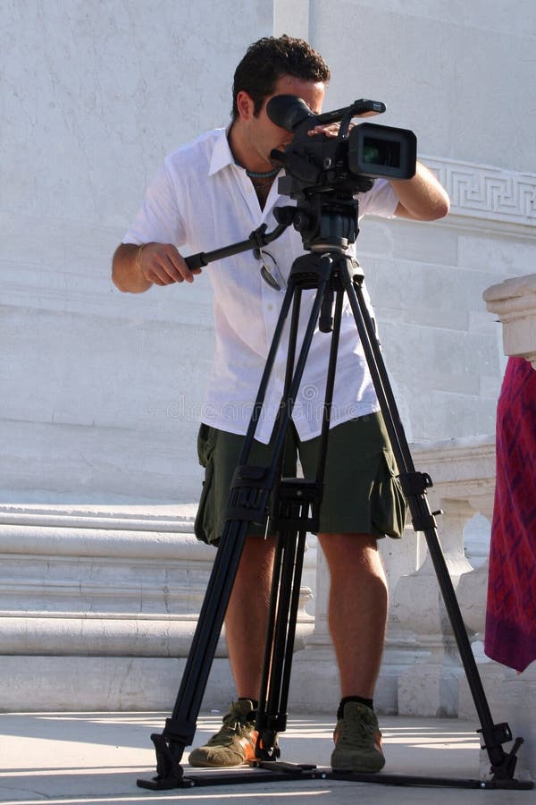 Cameraman in Action on the Street Stock Photo - Image of street, zoom ...