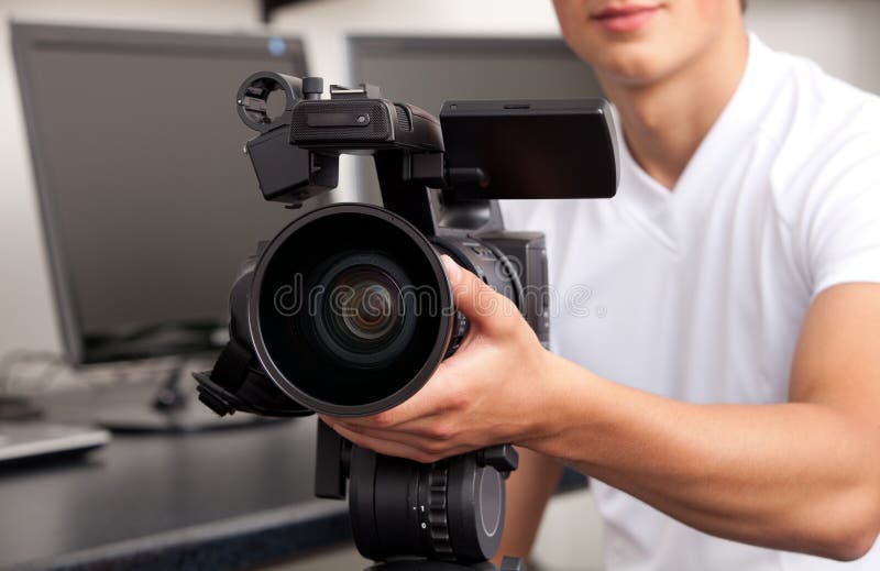 Cameraman Working with a Cinema Camera Stock Image - Image of ...