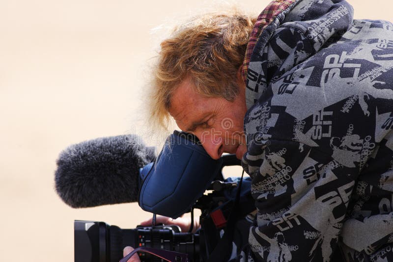 Cameraman stock photo. Image of cameraman, blond, microphone - 4854192