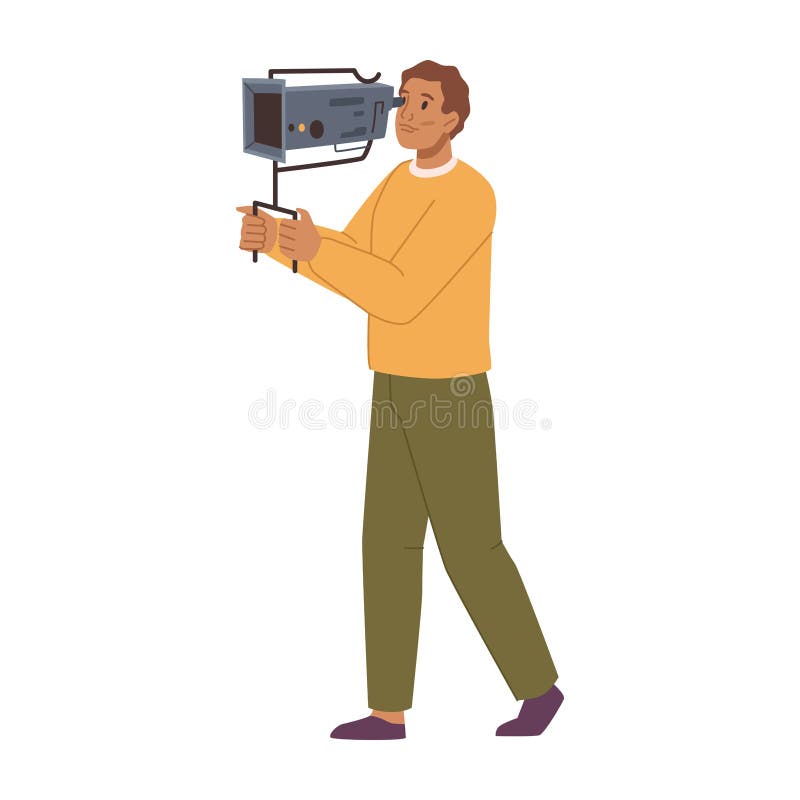Cameraman with Camera Shooting Interview Isolated Stock Vector ...