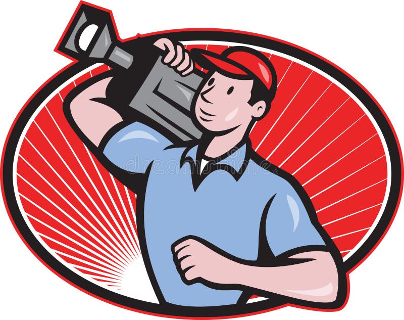 Cameraman Film Crew Carry Camera Stock Vector - Illustration of film ...