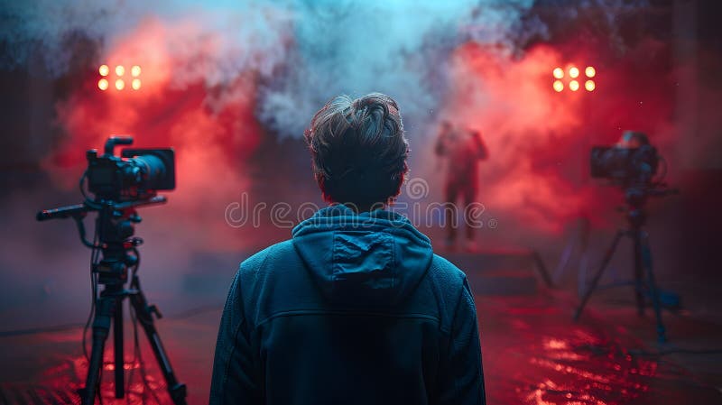 Cameraman Filming at Live Event with Bright Lights - Professional ...