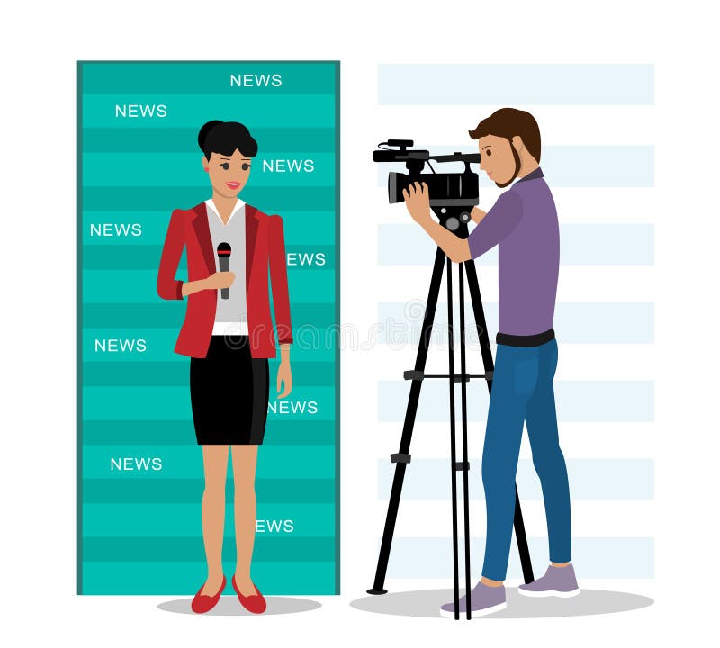 Cameraman Filming a Reporter Stock Vector - Illustration of ...