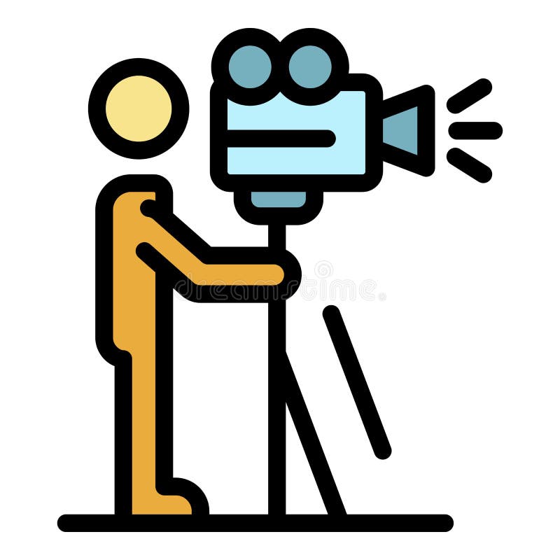 Cameraman Icon Color Outline Vector Stock Vector - Illustration of news ...