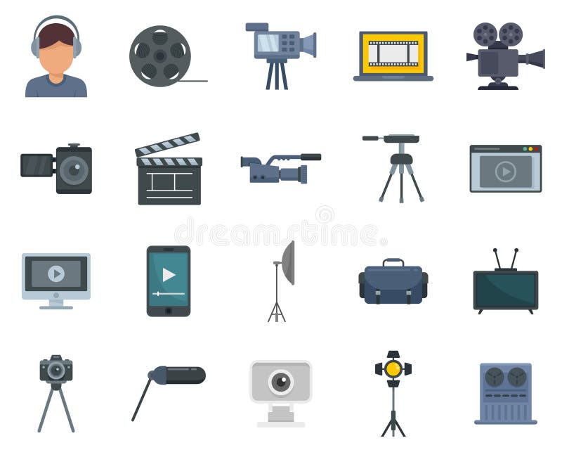 Cameraman Icons Set Flat Vector Isolated Stock Vector - Illustration of ...