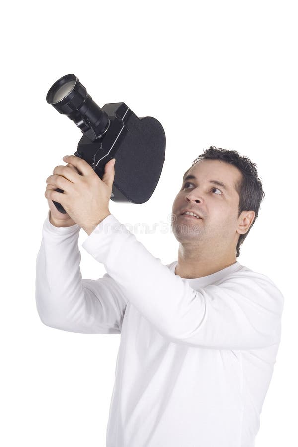 Cameraman Isolated on White Stock Photo - Image of occupation, amateur ...