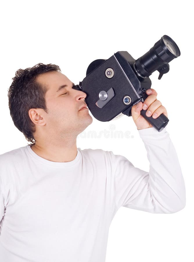 Cameraman Isolated on White Stock Image - Image of occupation, looking ...